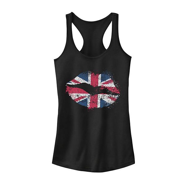 Juniors' Union Jack Lips Tank Top