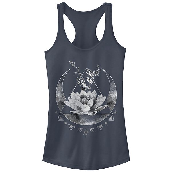 Juniors' Lotus Flower Crescent Moon Tank Top