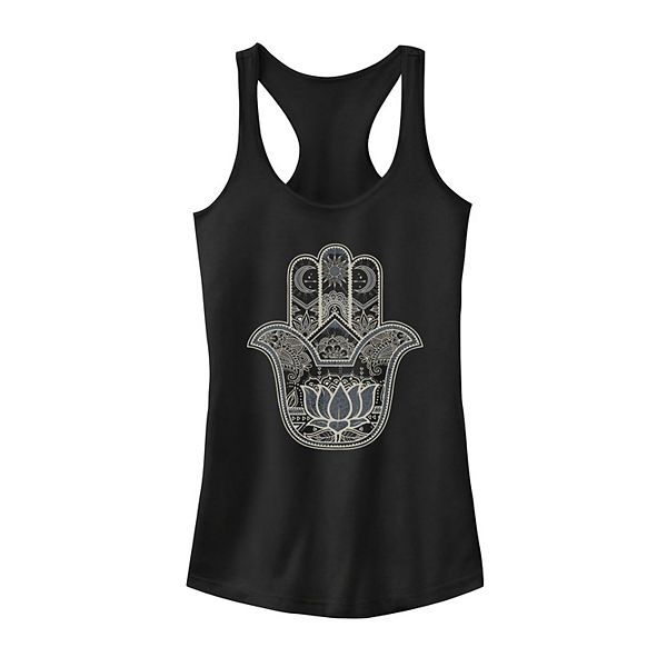 Juniors' Hamsa Lotus Design Tank Top