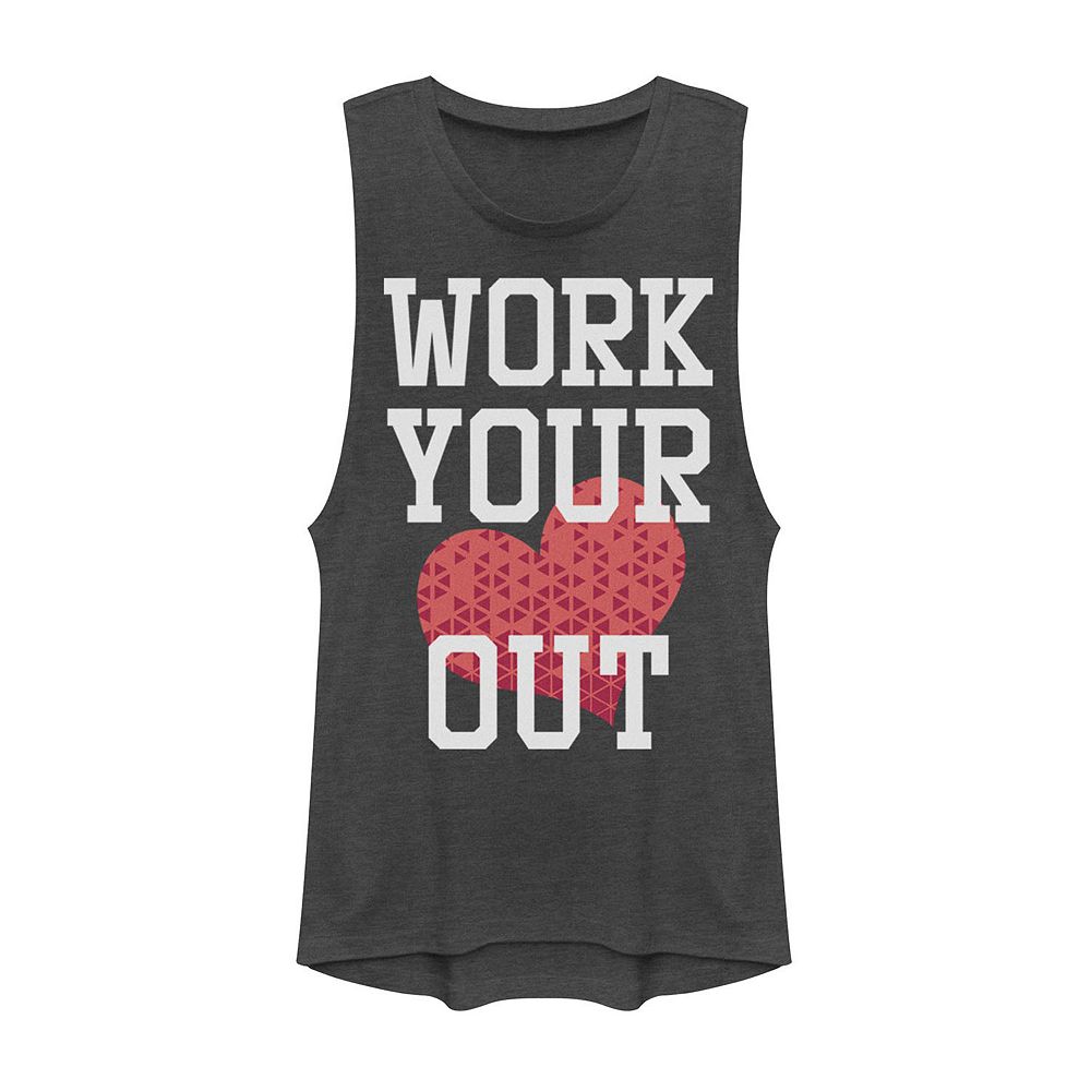 Juniors' "Work Your Heart Out" Muscle Tank Top