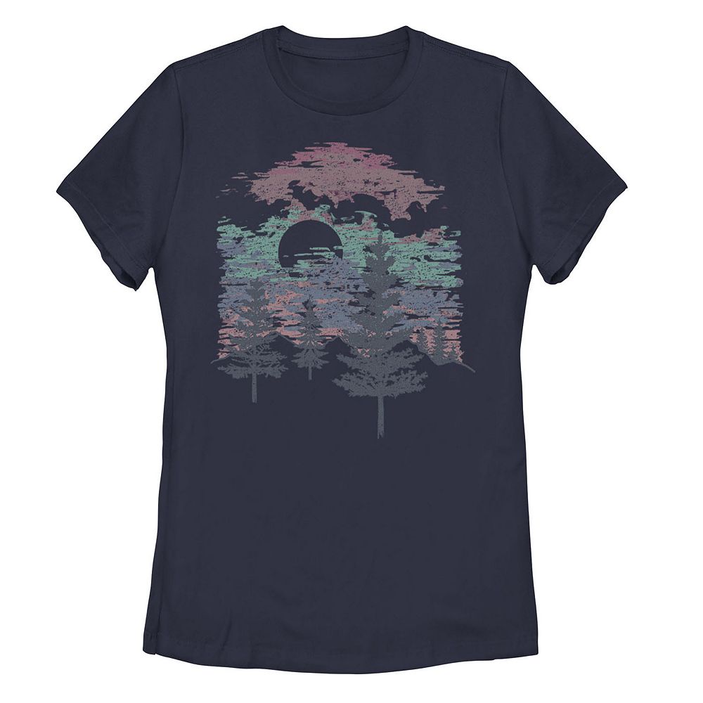 Juniors' Great Mountains Multicolor Sketch Graphic Tee