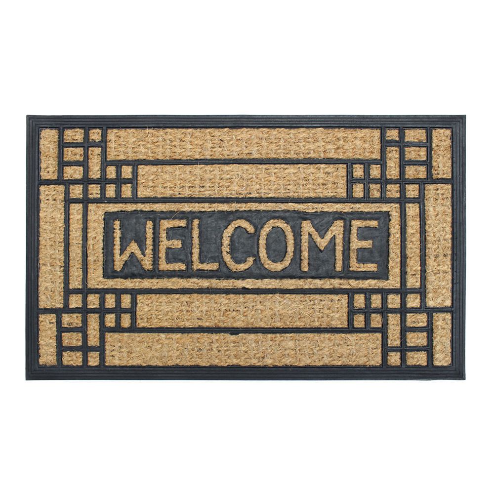 RugSmith Natural Moulded Rubber Coir Welcome Doormat