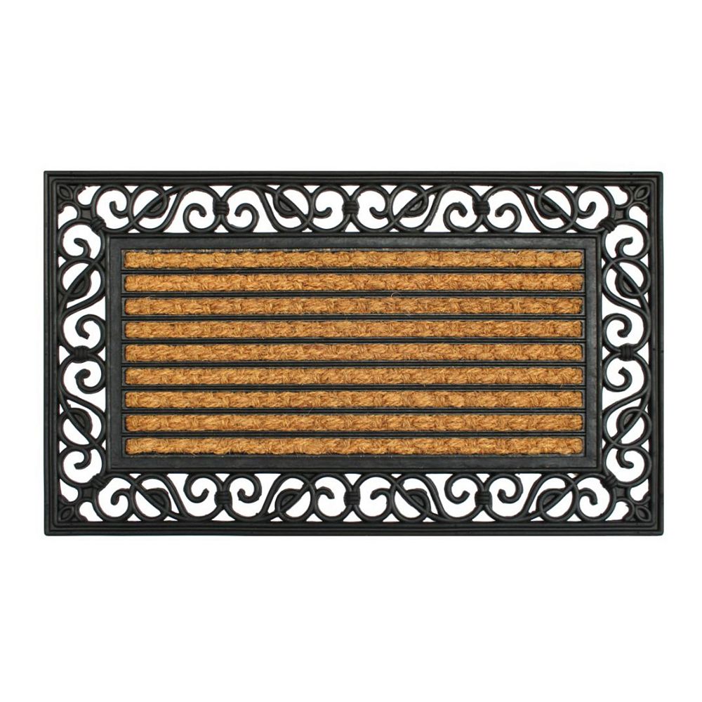 RugSmith Natural Moulded Rubber Coir Rectangle Irongate Doormat