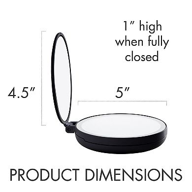 GloTech LED Compact Travel Makeup Mirror - Black