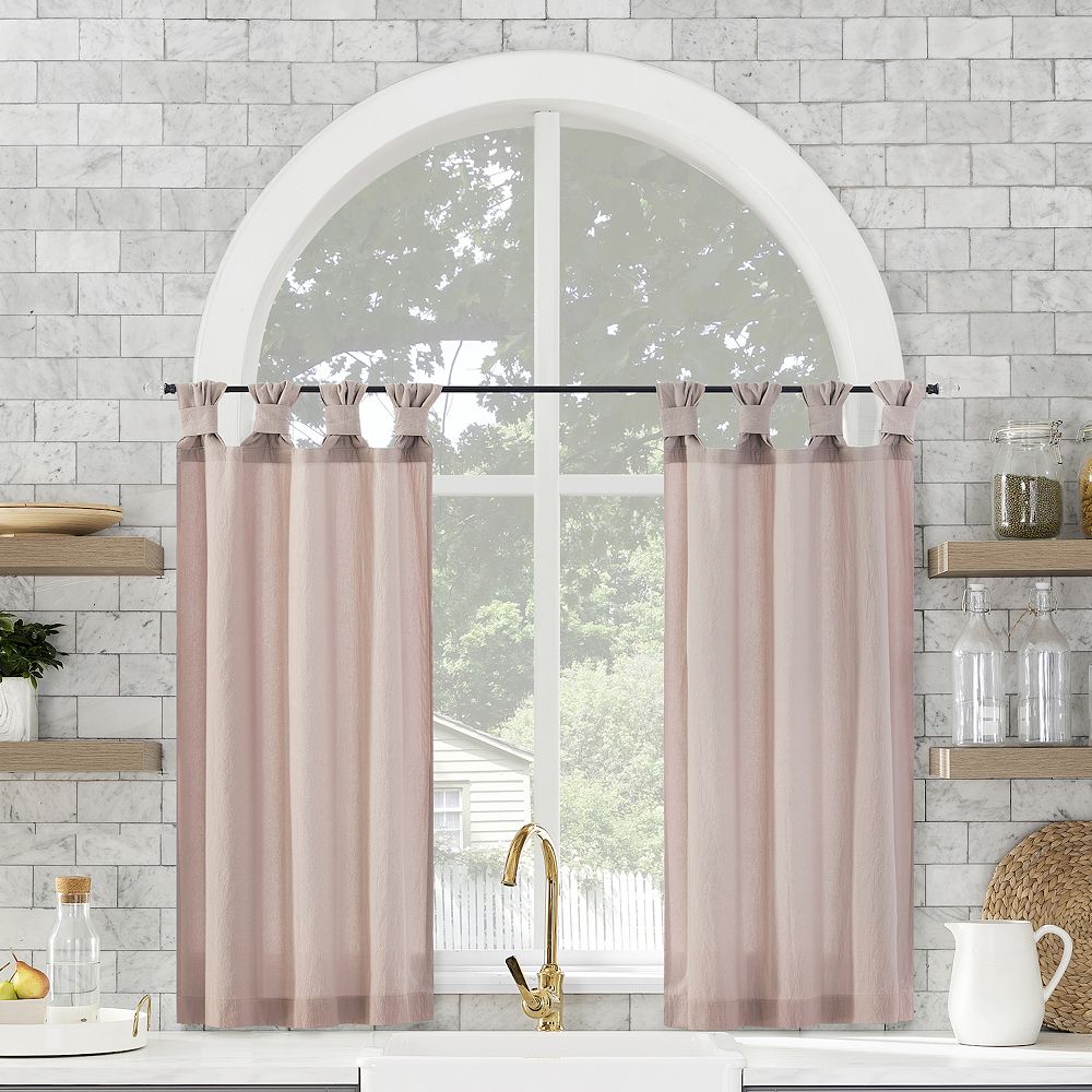 Archaeo Washed Cotton Semi-Sheer Tab Top Kitchen Tiers Set