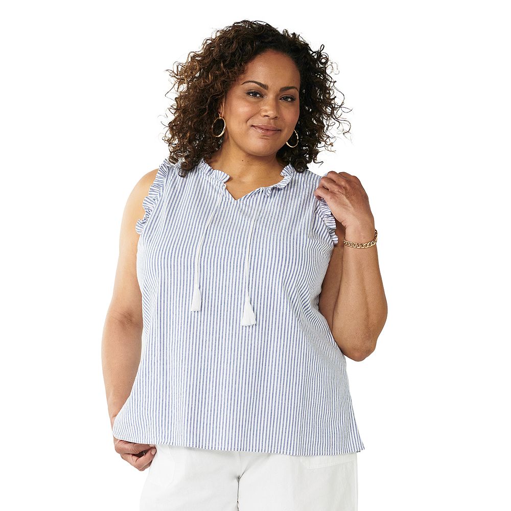 Plus Size Croft & Barrow® Ruffle Seersucker Top