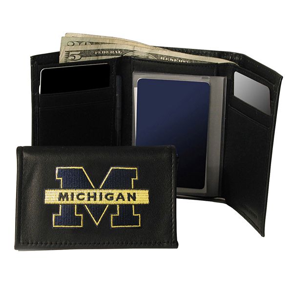 University of Michigan Wolverines Trifold Leather Wallet