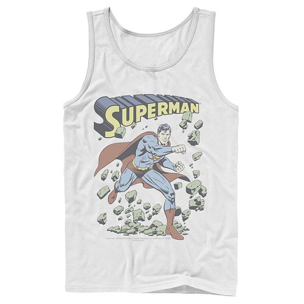 Men's DC Comics Superman With Rocks Vintage Poster Tank Top