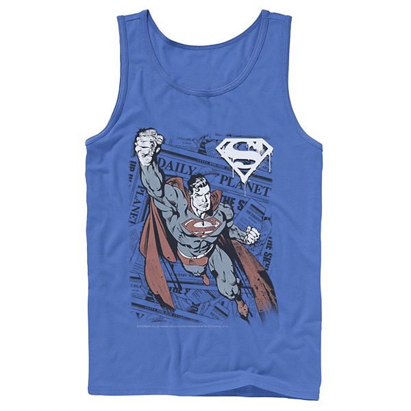Men's DC Comics Superman Daily Planet Background Poster Tank Top