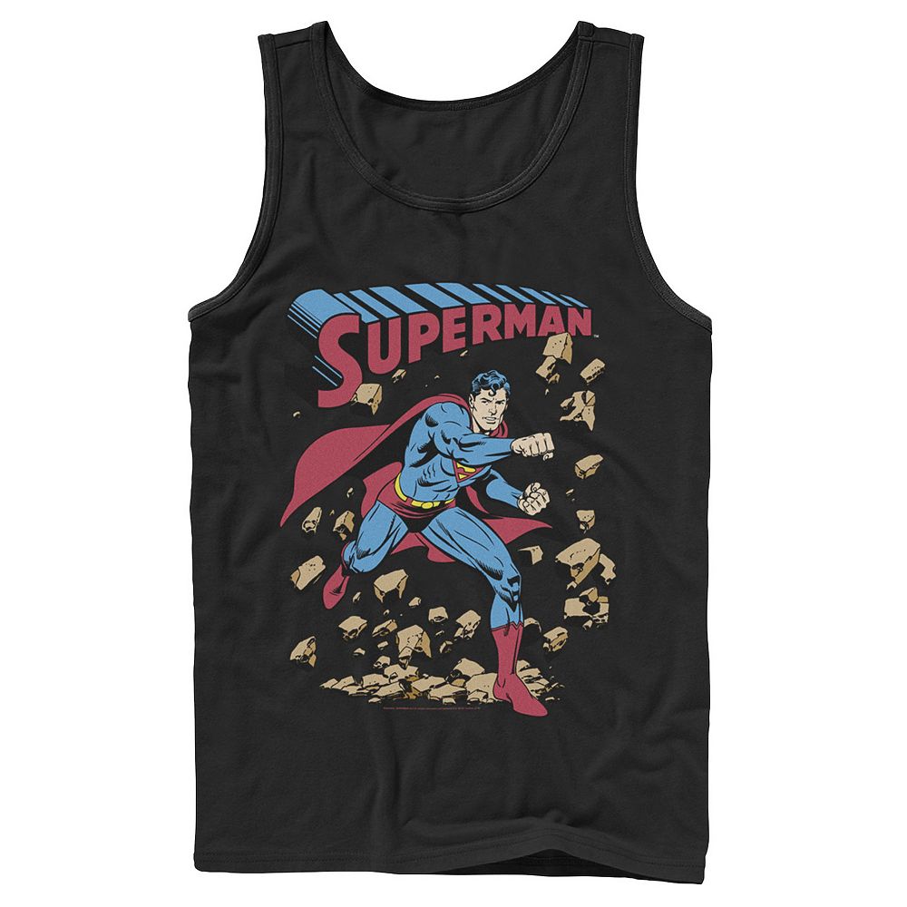 Men's DC Comics Superman Smash Rocks Vintage Poster Tank Top