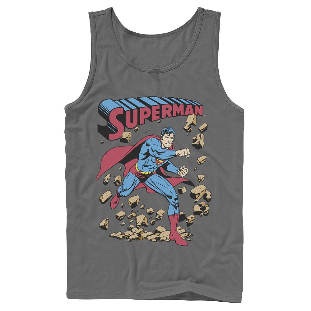 Men's DC Comics Superman Smash Rocks Vintage Poster Tank Top