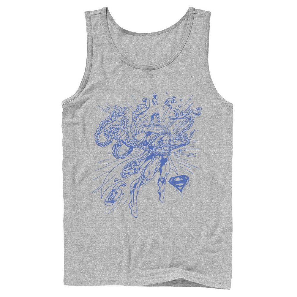 Men's DC Comics Superman Break Chains Outlined Comic Poster Tank Top