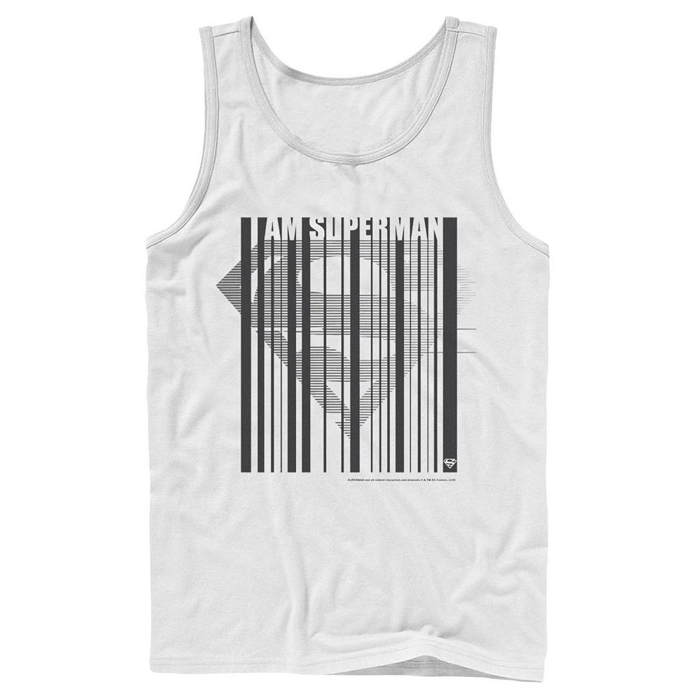 Men's DC Comics Superman Barcode Chest Logo Tank Top