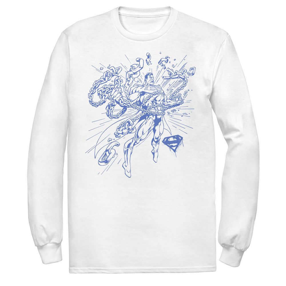 Men's DC Comics Superman Break Chains Outlined Comic Poster Tee