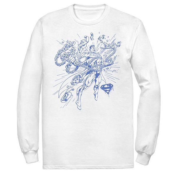 Men's DC Comics Superman Break Chains Outlined Comic Poster Tee