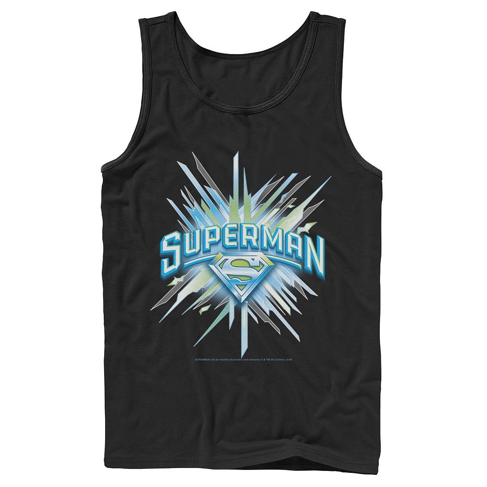 Men's DC Comics Superman Crystal Chest Text Logo Tank Top