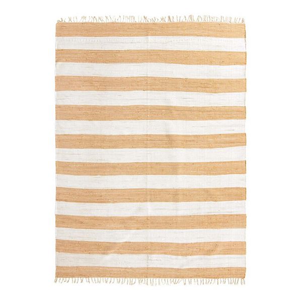 Unique Loom Striped Chindi Jute Blend Rag Rug