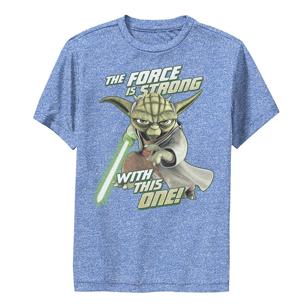 Boys 6-20 Star Wars Clone Wars Yoda Force Is Strong Performance Graphic Tee