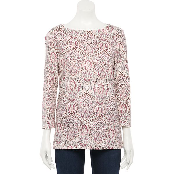 Women's Croft & Barrow® 3/4 Sleeve Boatneck Top