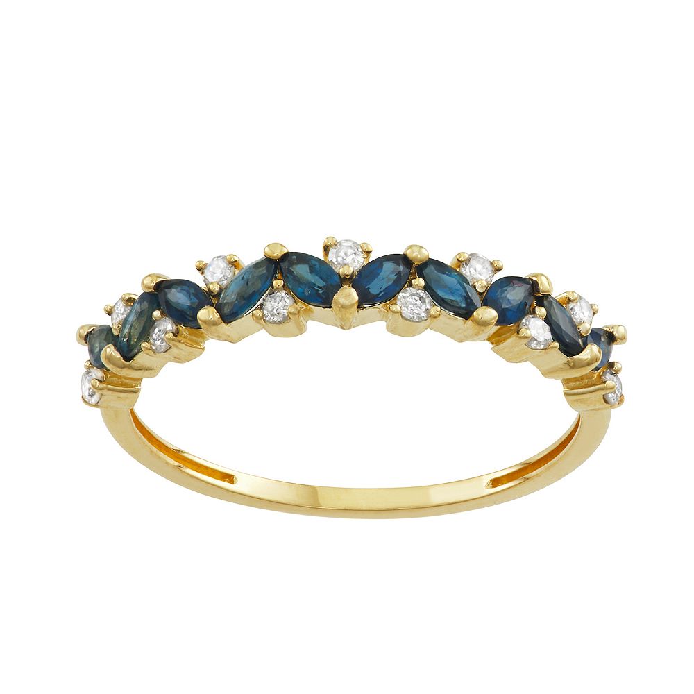 Tiara 10k Gold 1/8 Carat T.W. Diamond & Gemstone Cluster Ring