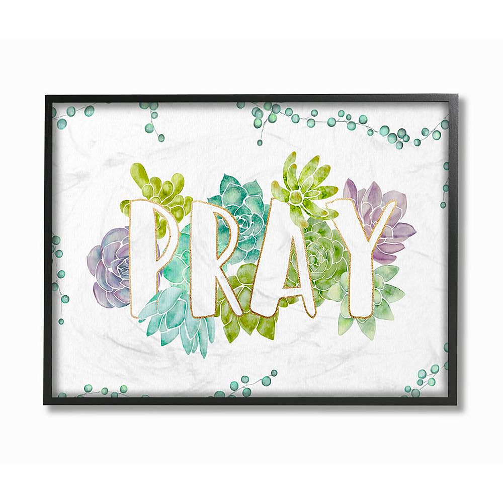 Stupell Home Decor Pray Succulent Watercolor Framed Wall Art