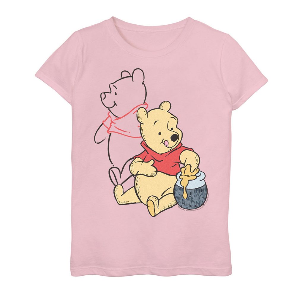 Disney's Winnie The Pooh Girls 7-16 Line Art Portrait Graphic Tee