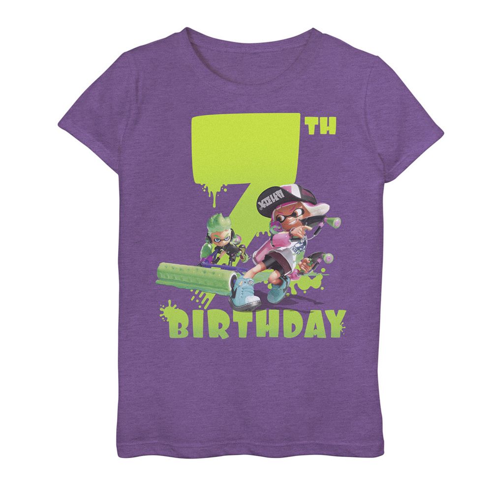 Girls 7-16 Nintendo Splatoon Inkling 7th Birthday Green Splatter ...