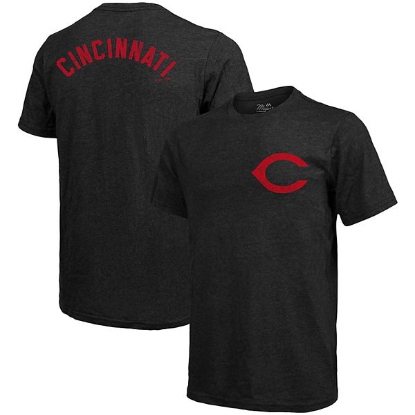Men's Majestic Threads Black Cincinnati Reds Throwback Logo Tri-Blend T ...