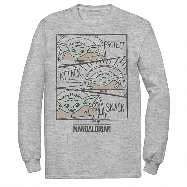 Men's Star Wars The Mandalorian The Child Protect Attack Snack Tee