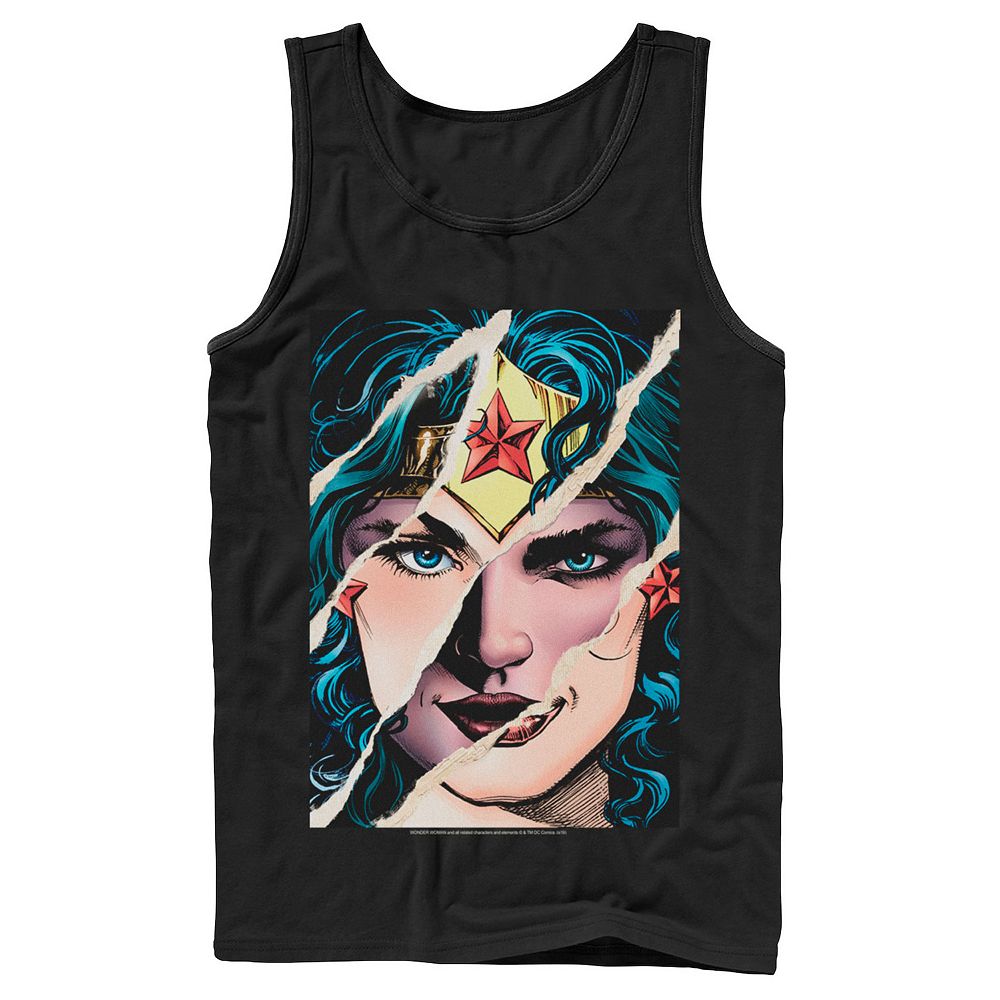 Men's DC Comics Wonder Woman Split Paper Portrait Tank Top