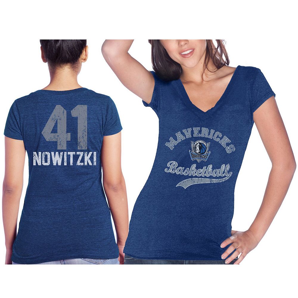 Women's Majestic Threads Dirk Nowitzki Blue Dallas Mavericks Name ...