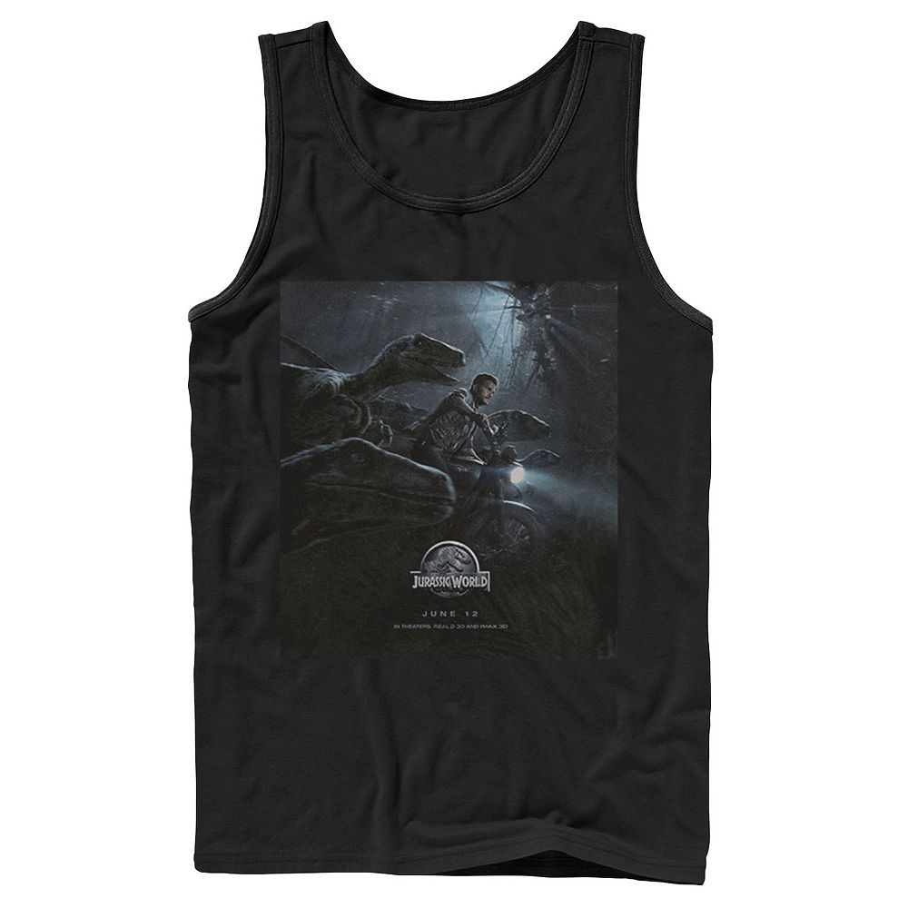 Men's Jurassic World Owen Ride Raptor Movie Poster Tank Top