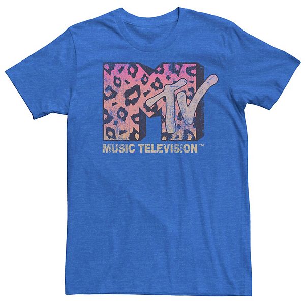 Men's MTV Leopard Print Gradient Logo Tee