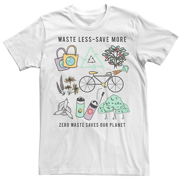 Men's Earth Day Waste Less Save More Zero Waste Saves Our Planet Tee