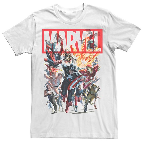 Men's Marvel D23 Exclusive Group Shot Portrait Red Brick Logo Tee