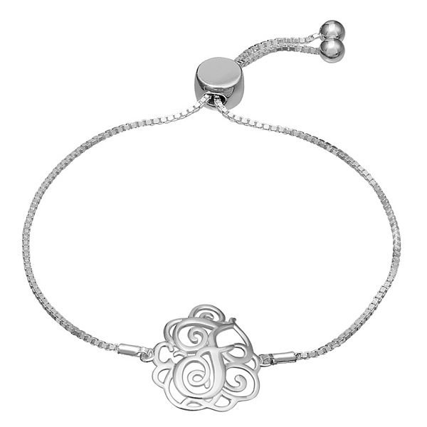 PRIMROSE Sterling Silver Monogram Initial Adjustable Bracelet