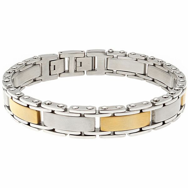Men's LYNX Two Tone Stainless Steel Link Bracelet