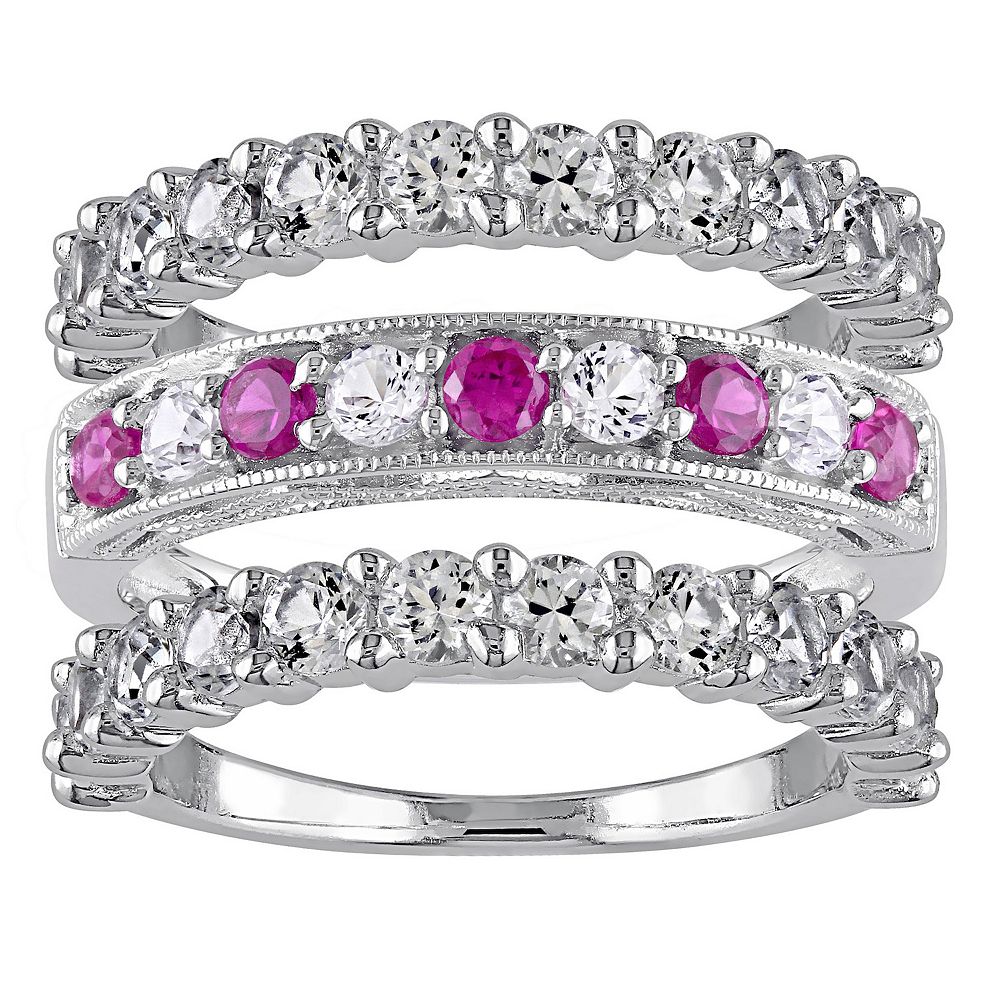 Stella Grace Sterling Silver Lab-Created Ruby & Lab-Created White Sapphire Ring Set