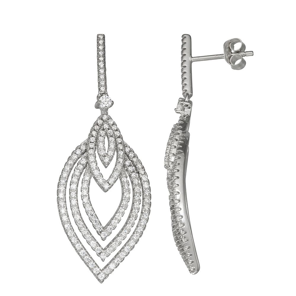Argento Forte Sterling Silver Cubic Zirconia Graduated Teardrop Dangle ...