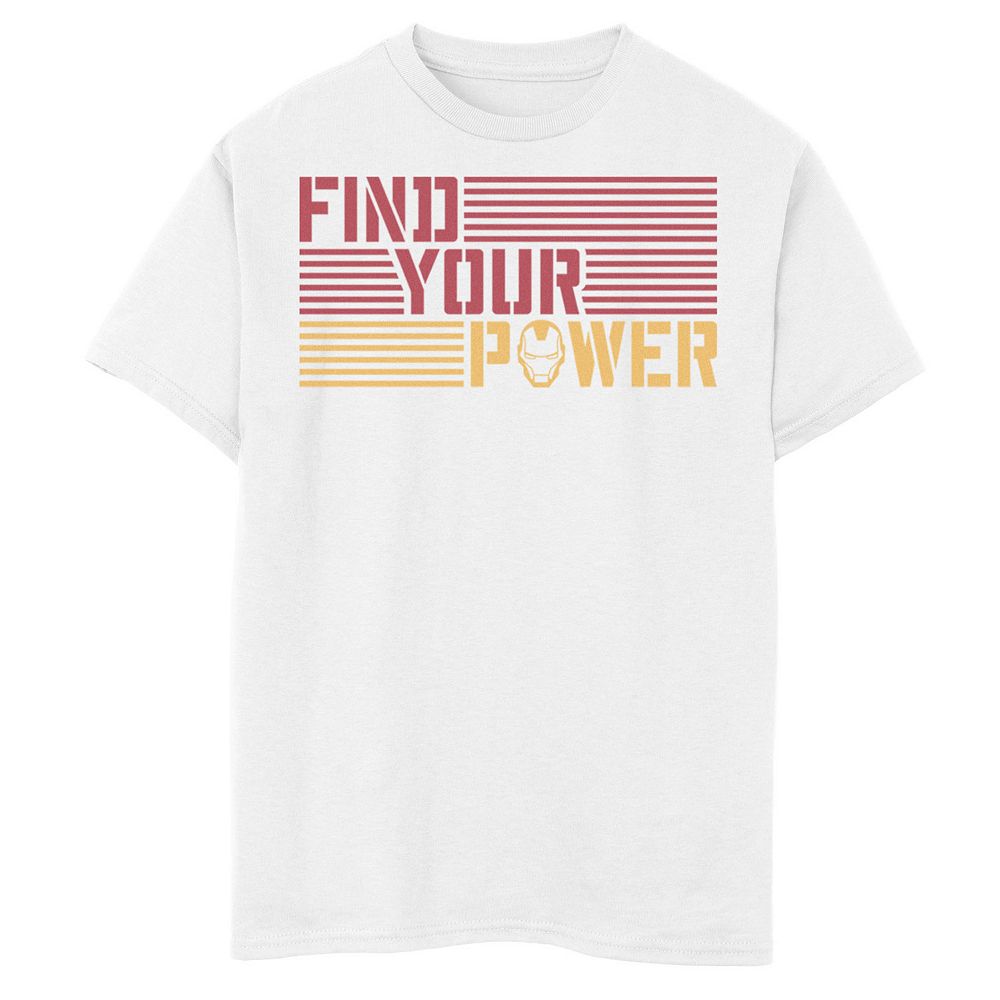 Boys 8-20 Marvel Iron Man Find Your Power Striped Text Graphic Tee