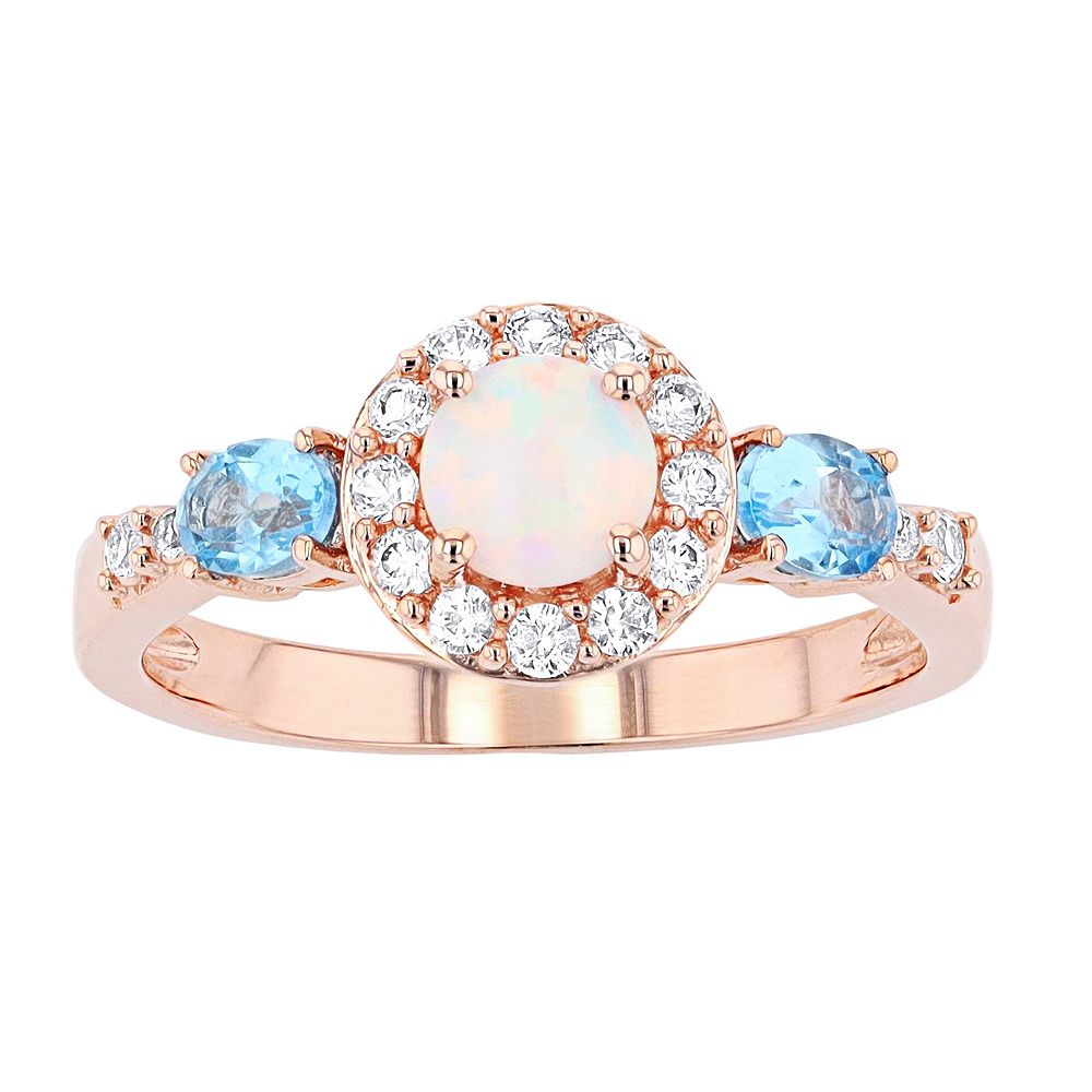 LeRose by Lexi and Rose 10k Rose Gold Lab-Created White Opal, Swiss ...