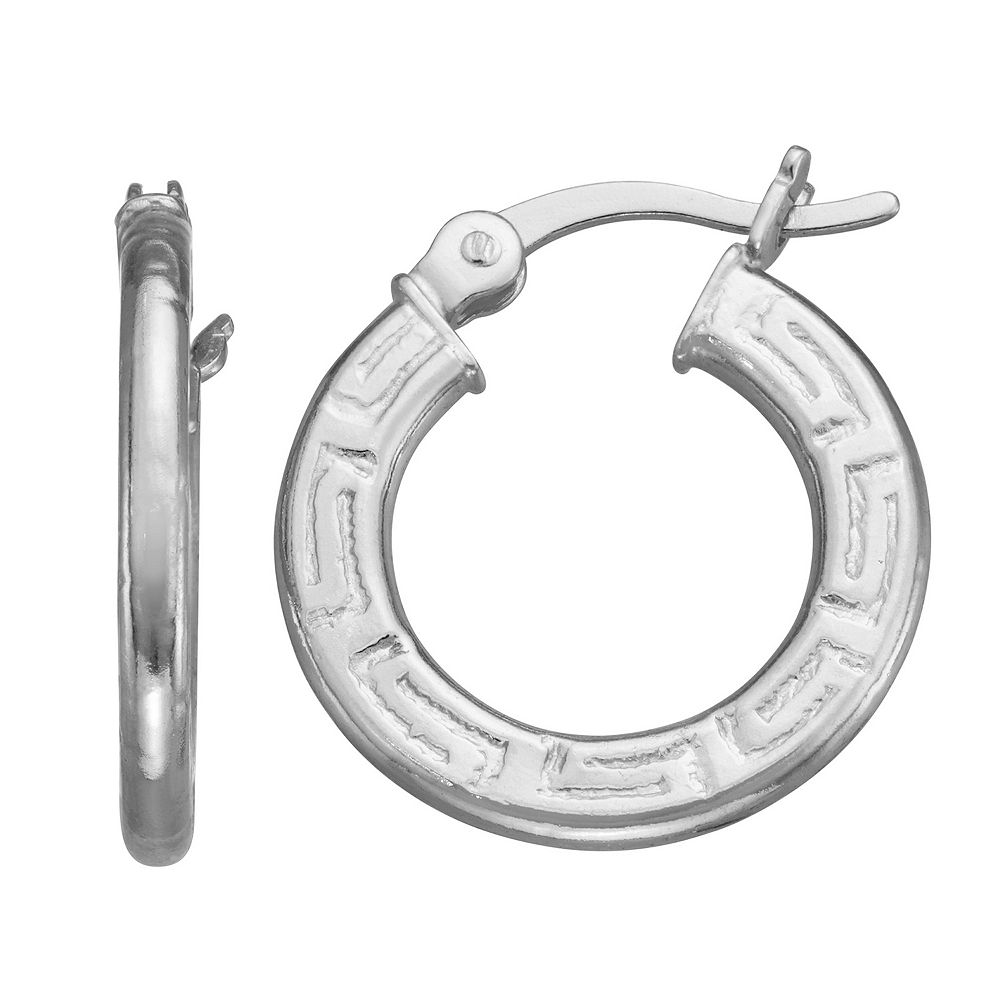 Junior Jewels Kids Sterling Silver Greek Key Hoop Earrings