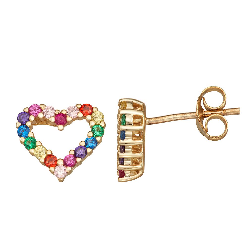 Junior Jewels Kids' 14k Gold Over Silver Multicolor Cubic Zirconia ...