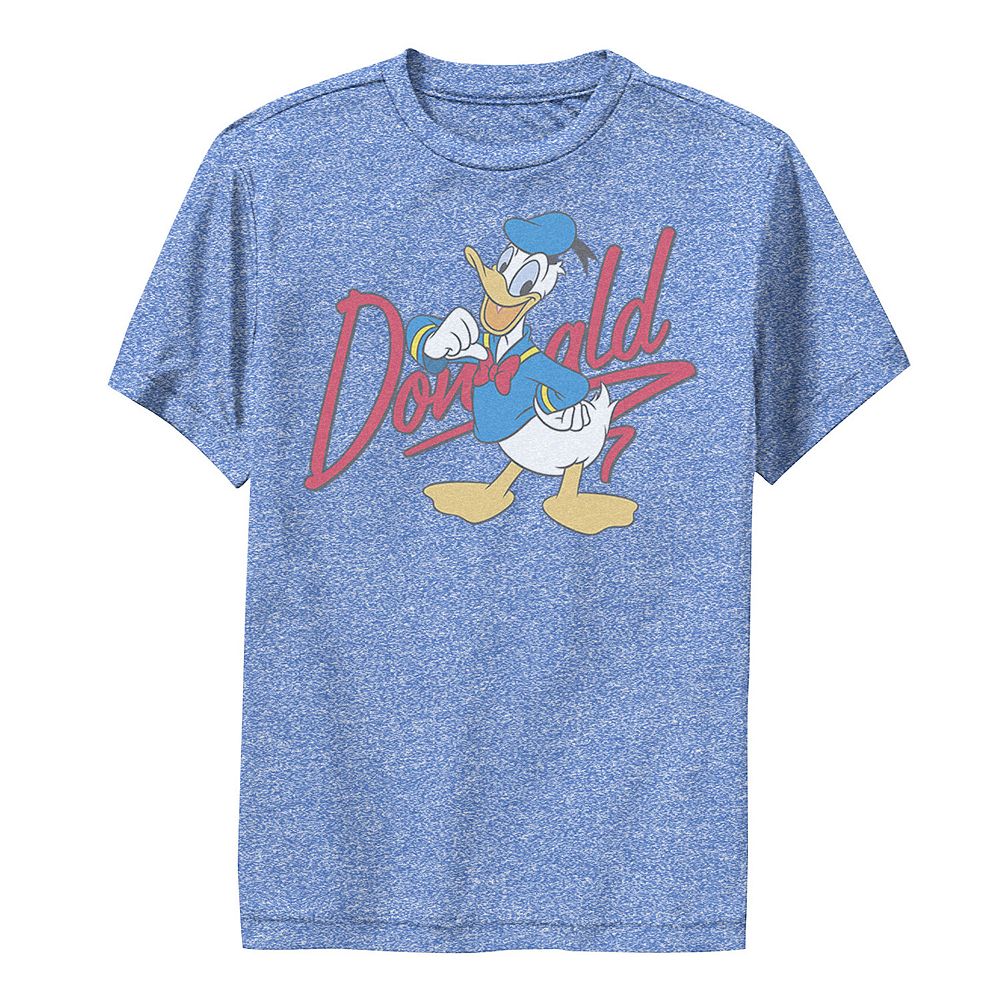 Disney's Donald Duck Boys 6-20 Red Cursive Text Logo Portrait Tee