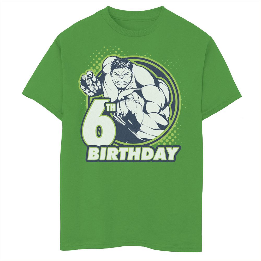 Boys 8-20 Marvel Avengers Hulk 6th Birthday Badge Graphic Tee