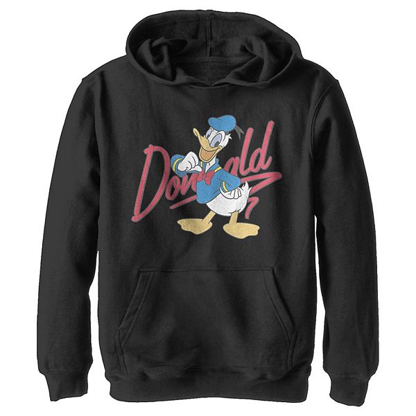 Disney's Donald Duck Boys 4-20 Red Cursive Text Logo Portrait Pullover ...