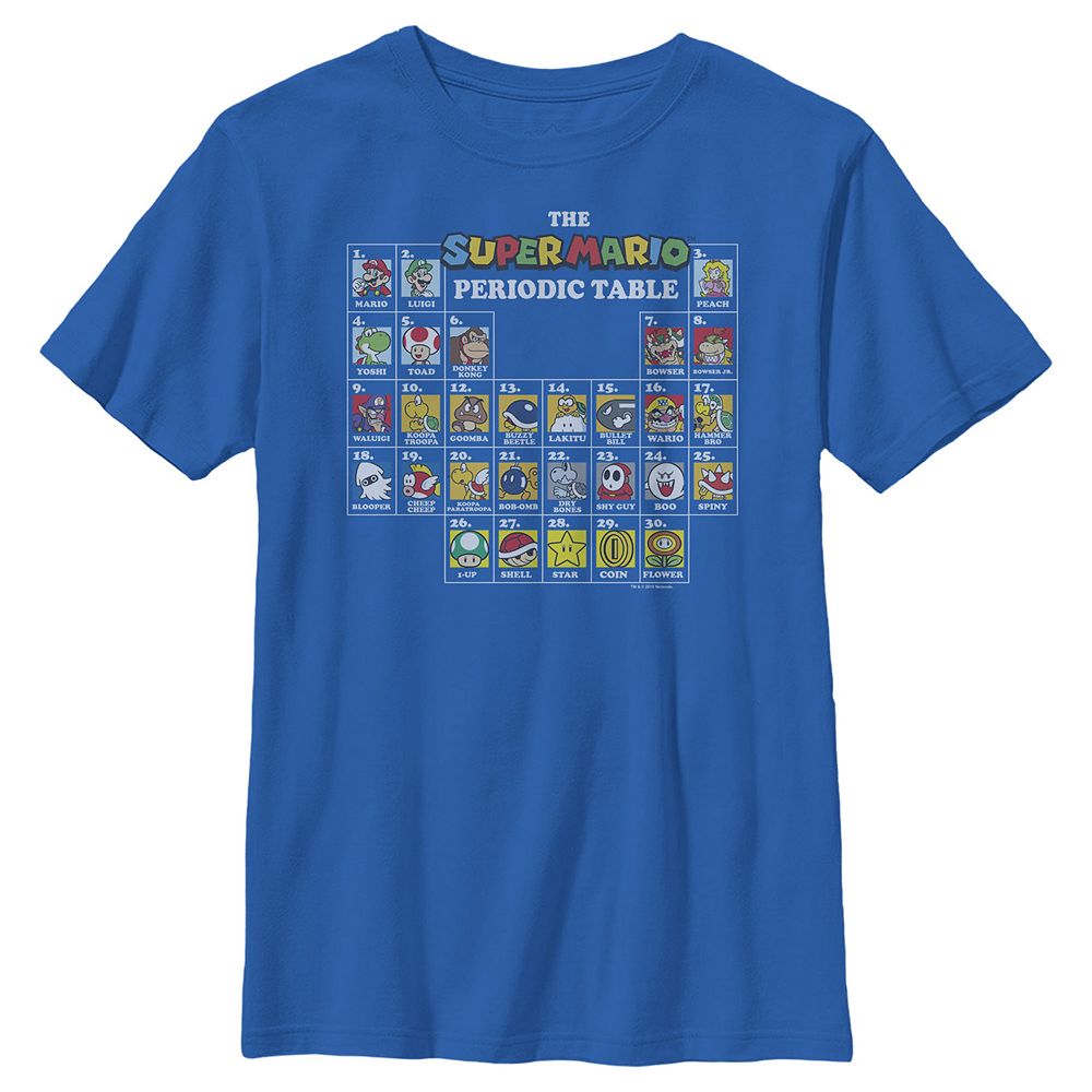 Boys 6-20 Nintendo Super Mario Periodic Table Of Characters Graphic Tee