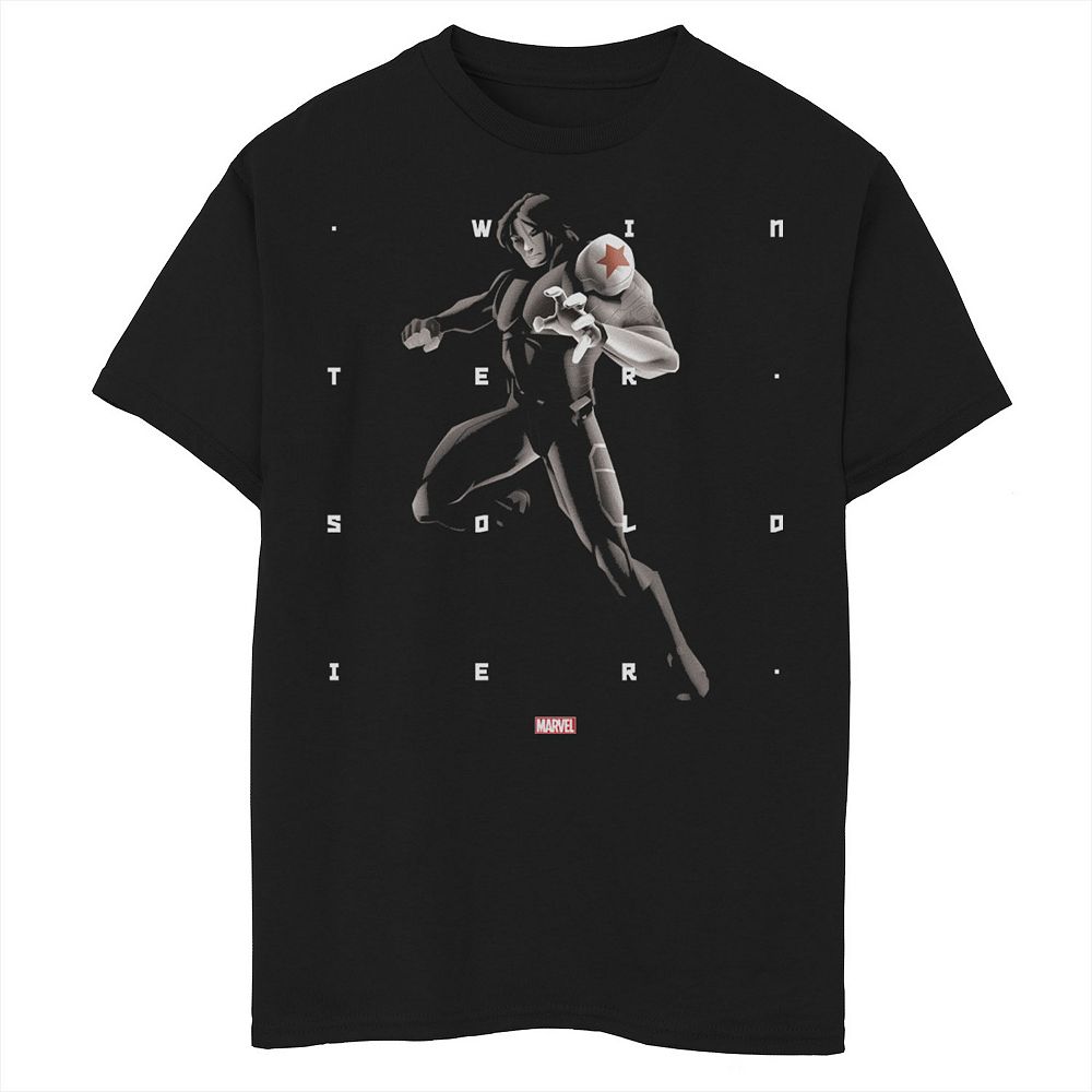 Boys 6-20 Marvel Winter Soldier Halftone Word Stack Portrait Graphic Tee
