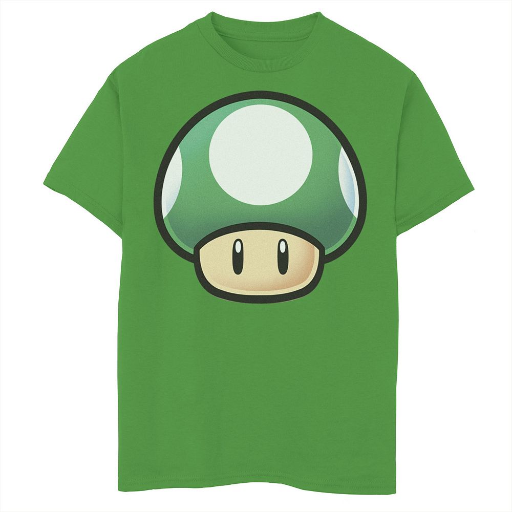 Boys 8-20 Nintendo Super Mario Green Mushroom Big Face Graphic Tee