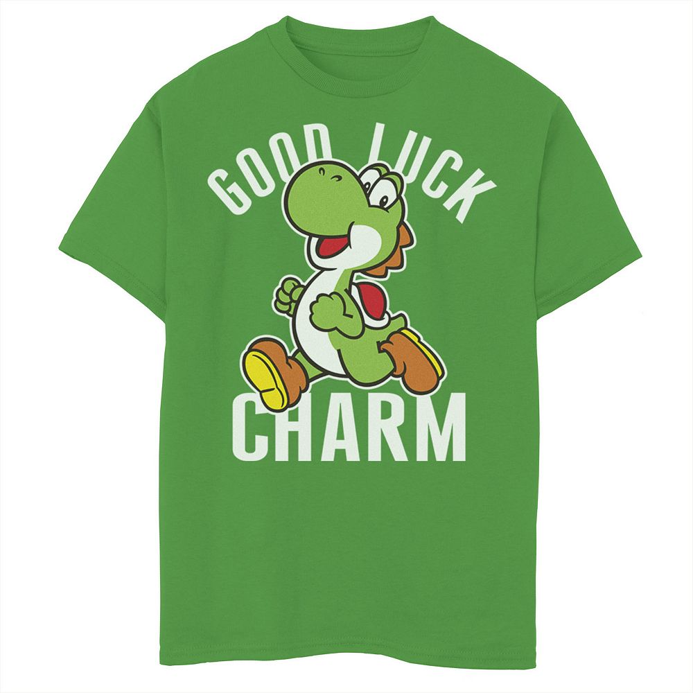 Boys 8-20 Super Mario Yoshi Good Luck Charm Action Pose Graphic Tee